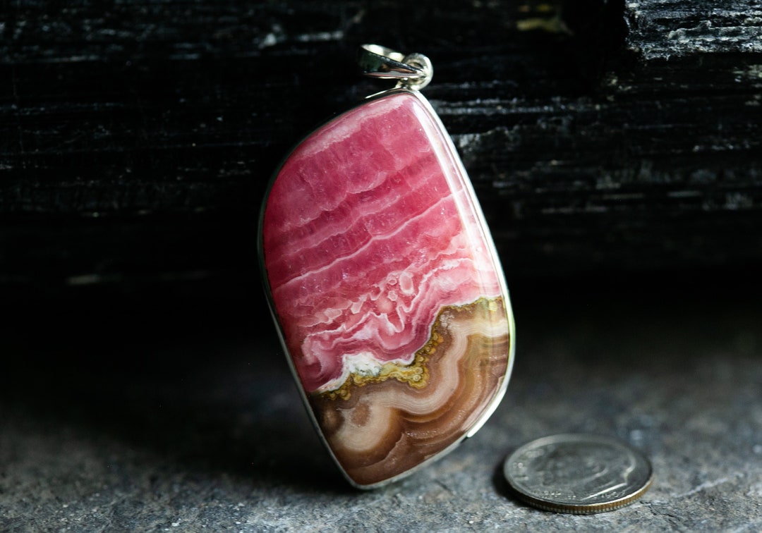 Rhodochrosite Pendant Rhodochrosite and Sterling Silver Pendant ...