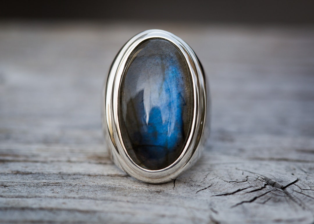 Labradorite Ring 9 Large Oval Labradorite Ring Size 9 - Etsy