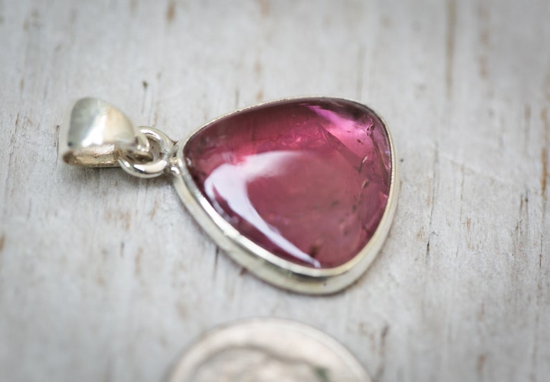 Pink Tourmaline Cabochon Pendant: Natural Gemstone Necklace - Etsy