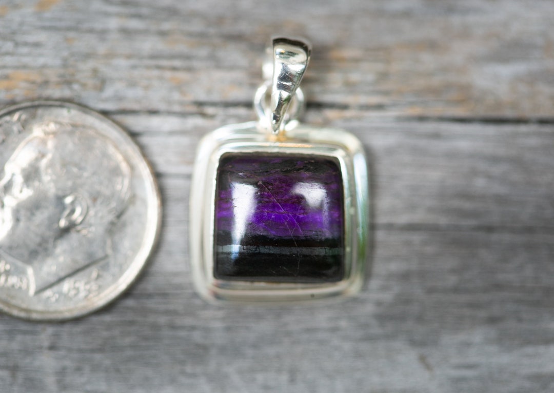 Sugilite Pendant - Sugilite and Manganese Pendant - Striped - Sugilite ...