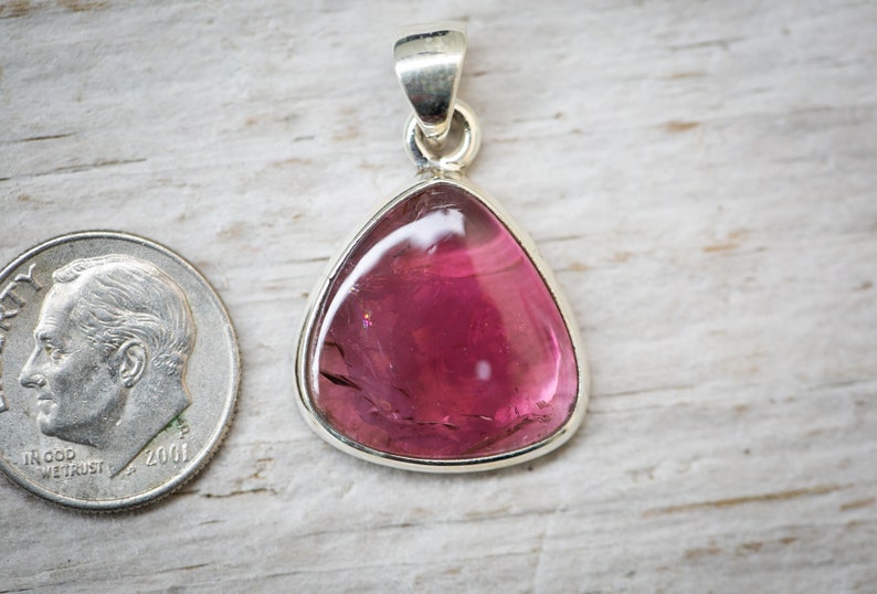 Pink Tourmaline Cabochon Pendant: Natural Gemstone Necklace - Etsy