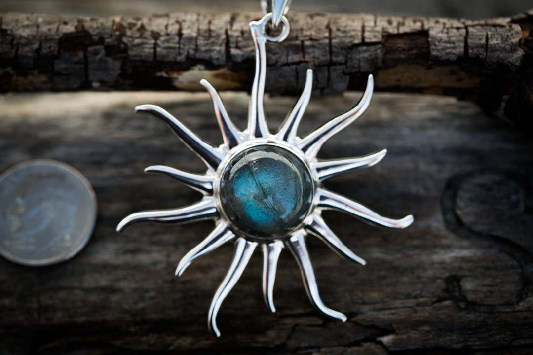 Labradorite Sterling Silver Sun Pendant - Gemstone Jewelry - Etsy