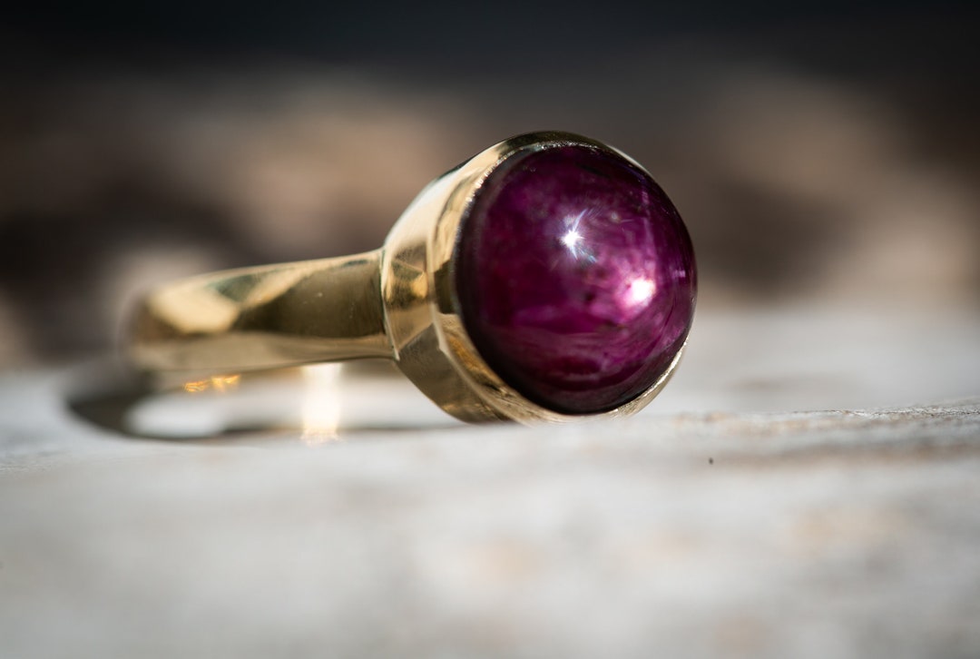 Star Ruby Ring 14k Gold 7 Star Ruby 14k Gold Ring Size 7 Ruby Ring Star Ruby Ruby Jewelry Star ...