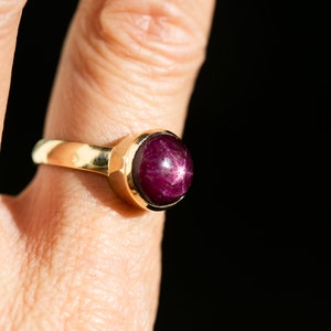 Star Ruby Ring 14k Gold 7 Star Ruby 14k Gold Ring Size 7 Ruby Ring Star Ruby Ruby Jewelry Star ...