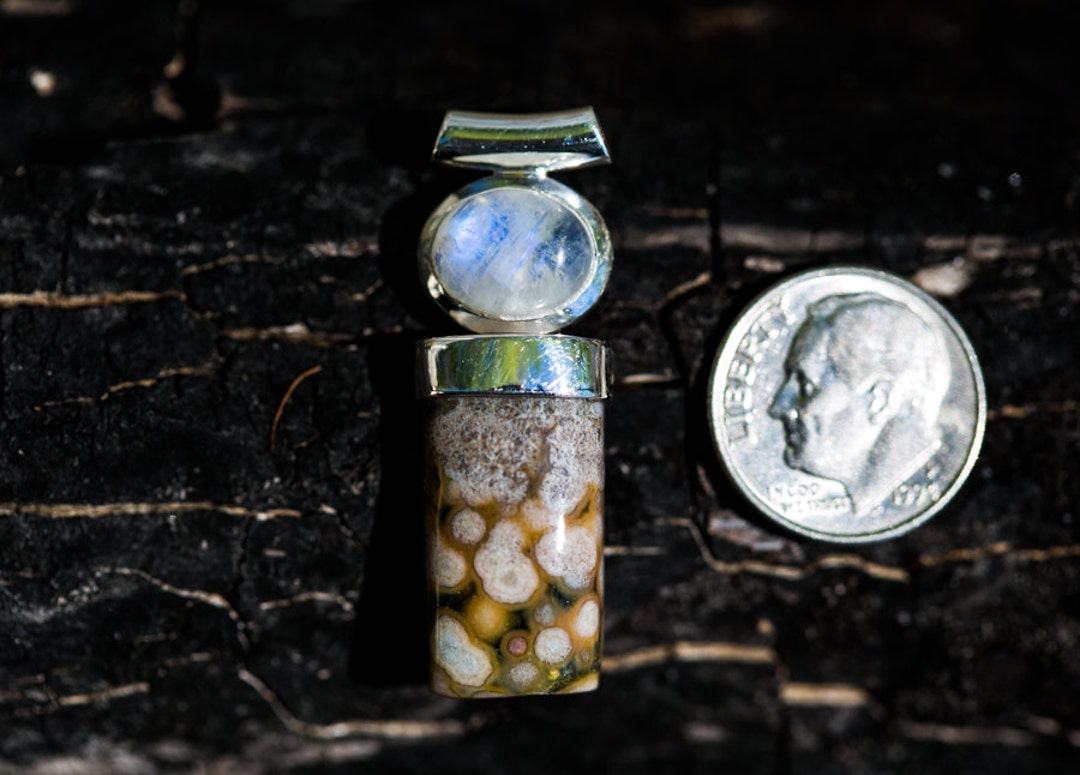 Orbicular Jasper and Rainbow Moonstone Pendant Ocean Jasper - Etsy