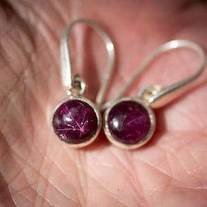 Star Ruby Earrings - Star Ruby 8mm Dangle Earrings - Star Ruby Earrings - Star Ruby - Ruby ...