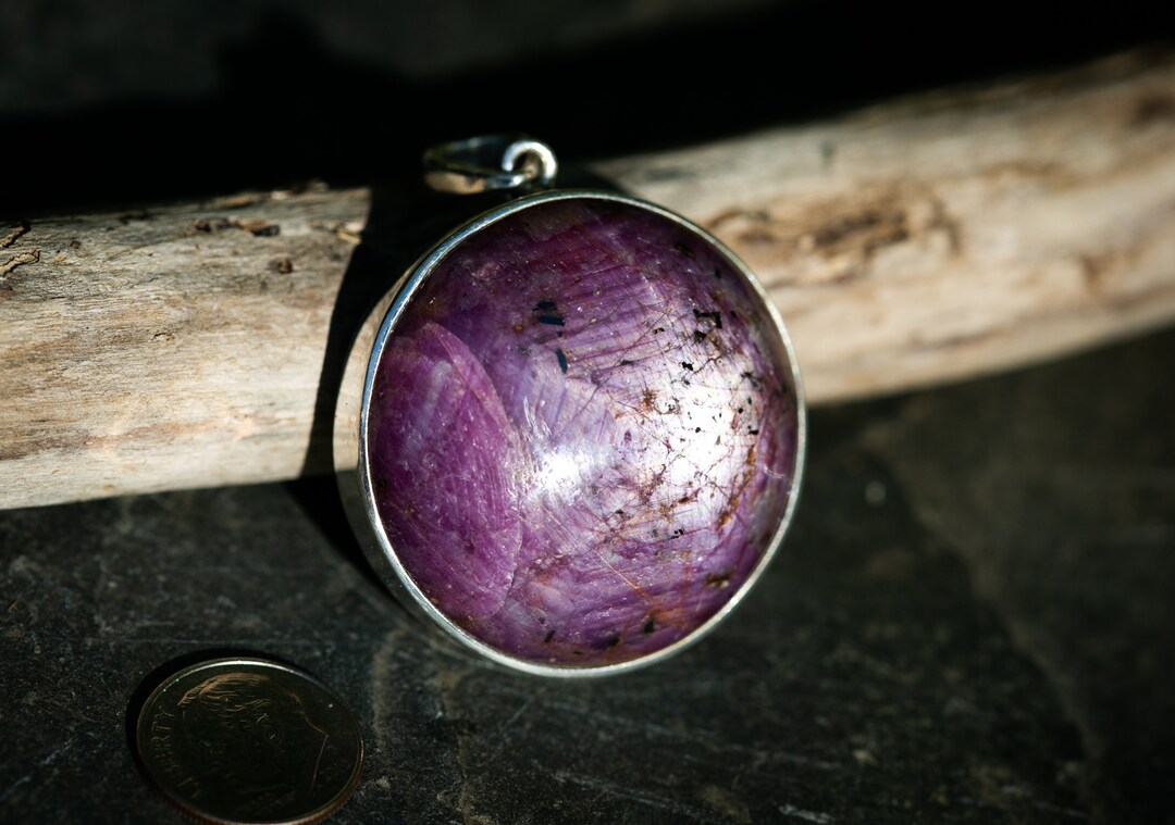 Star Ruby Pendant - 65 Gram Star Ruby Trapiche Silver Pendant - Large Star Ruby Necklace ...