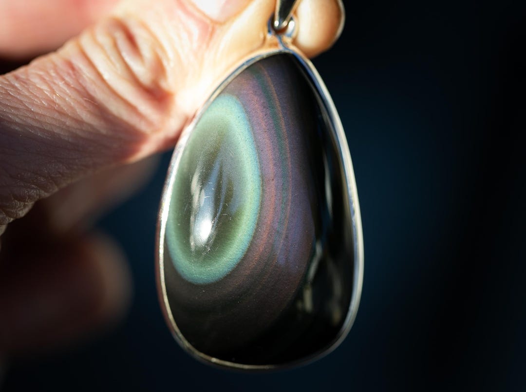Rainbow Obsidian in Solid Sterling Silver - Multicolor Rainbow - Etsy