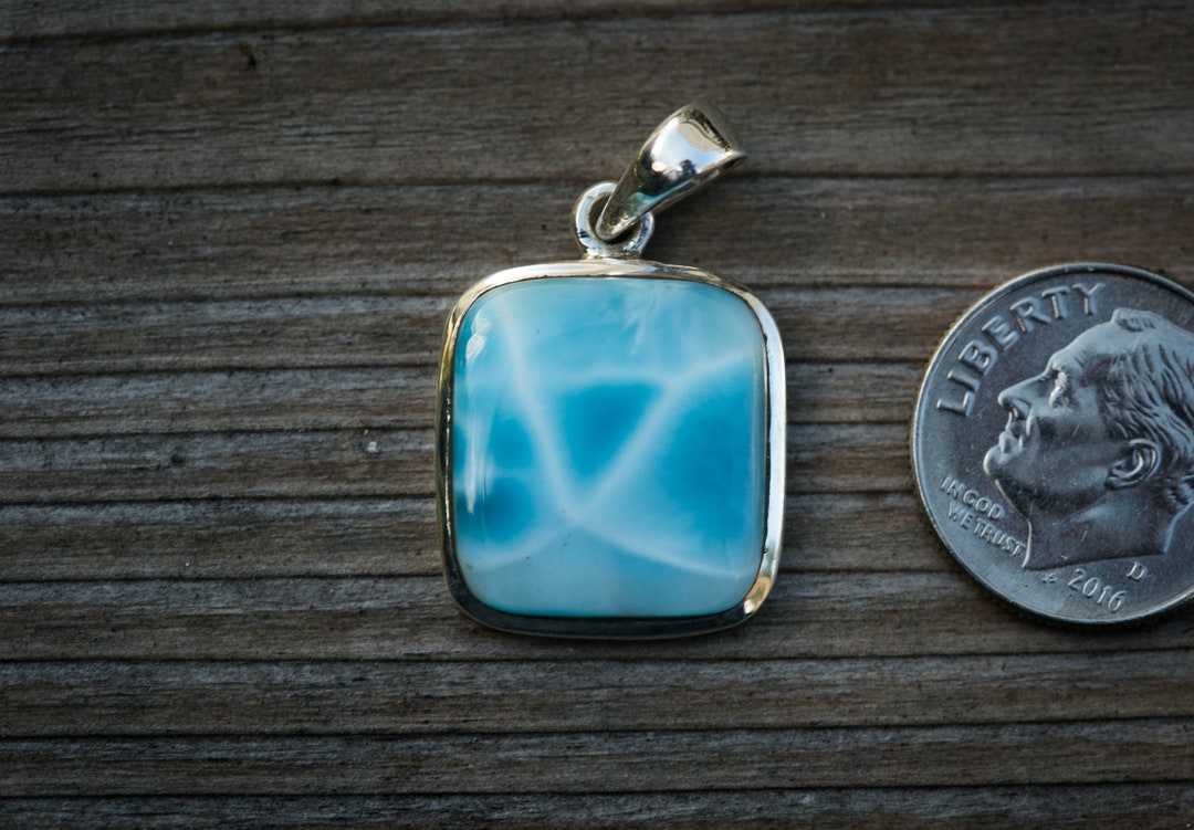 Larmiar Pendant Little Larimar & Sterling Silver Pendant - Etsy