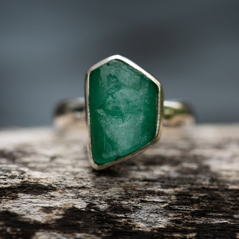 Raw Emerald Ring - Etsy