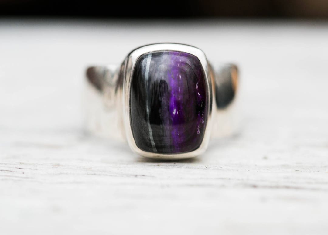 Sugilite With Hematite Ring 8 Sugilite and Sterling Silver Ring Suglite ...