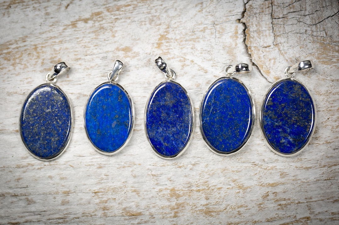 Lapis Pendant - Oval Lapis With Pyrite Specks Set in Sterling Silver ...