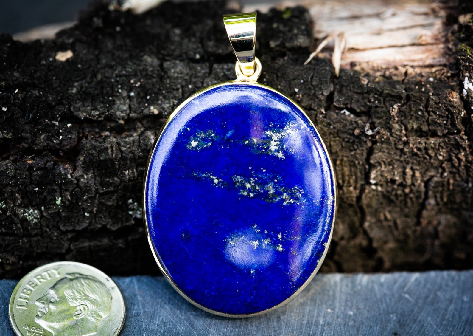 Lapis Pendant in 14k Gold Gorgeous Lapis Lazuli With Pyrite | Etsy