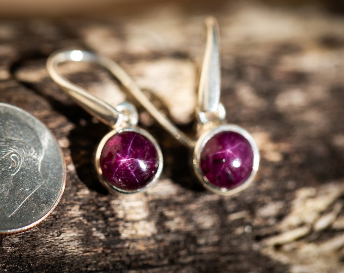 Star Ruby Earrings - Star Ruby 8mm Dangle Earrings - Star Ruby Earrings - Star Ruby - Ruby ...