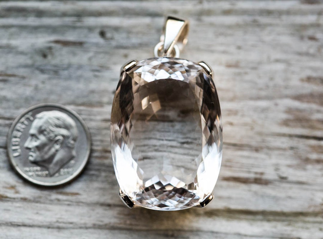 Clear Quartz Pendant - Clear Quartz Cut Pendant - Sterling Sliver ...