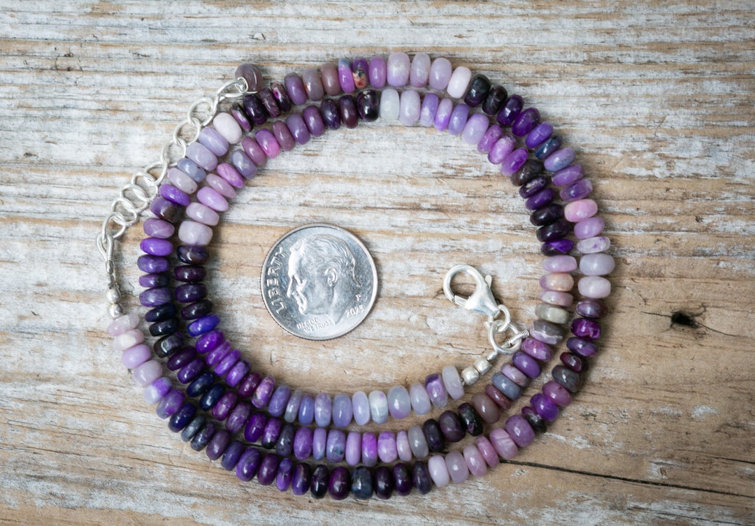 Sugilite Necklace - Sugilite Graduated Rondelle Bead Necklace 3-5mm ...