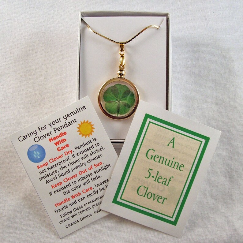 Good Luck Gold Charm Pendant Necklace With a Real Genuine Five - Etsy
