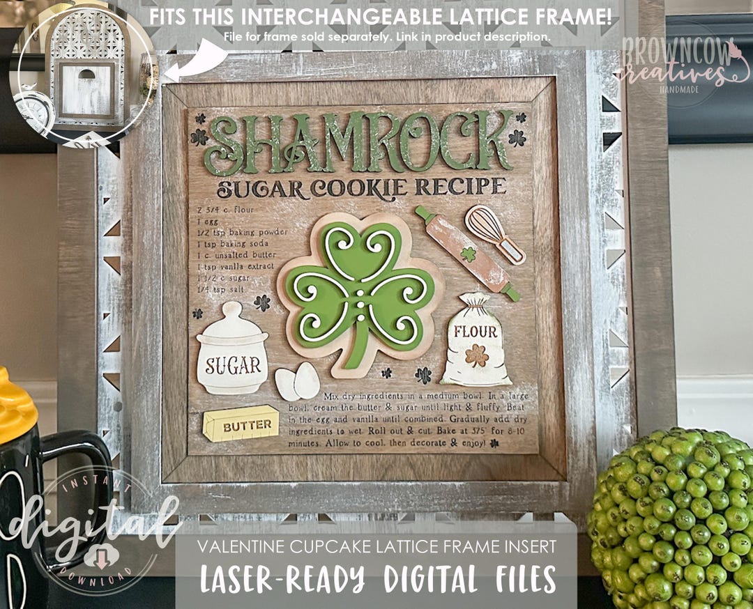 Shamrock Sugar Cookie Recipe Insert: St. Patrick's Day Laser File (SVG ...