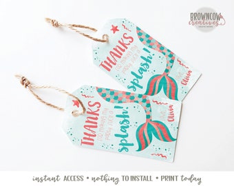 Mermaid Gift Tags Editable Instant Access Mermaid Party | Etsy