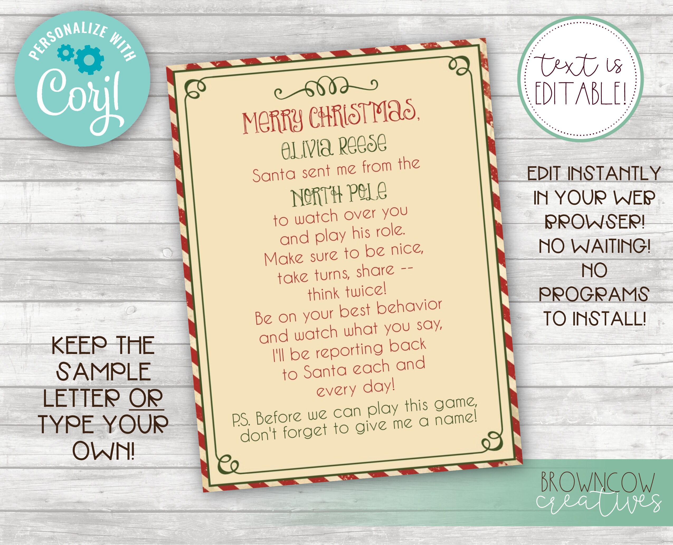 EDITABLE Letter from Your Elf Elf Letters Customizable Elf | Etsy