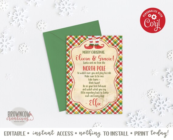 EDITABLE Letter from the Elf, Elf Letters, North Pole Elf, Elf Message ...