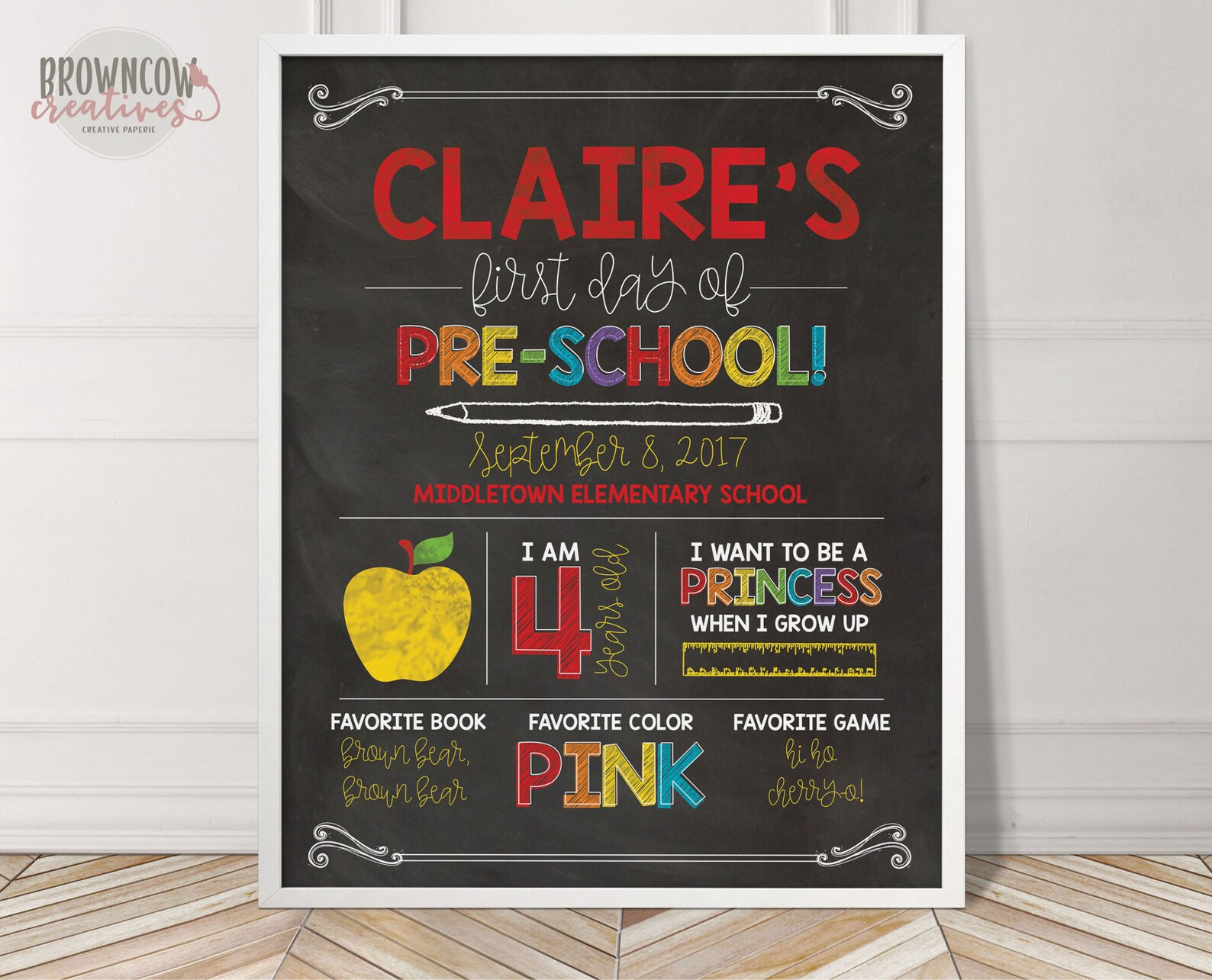 PRINTABLE // Back to School Chalkboard Photo Poster // First - Etsy