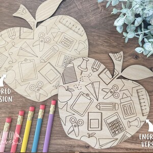Teacher Apple Nameplate Laser Cut File: School Doodles SVG (digital ...