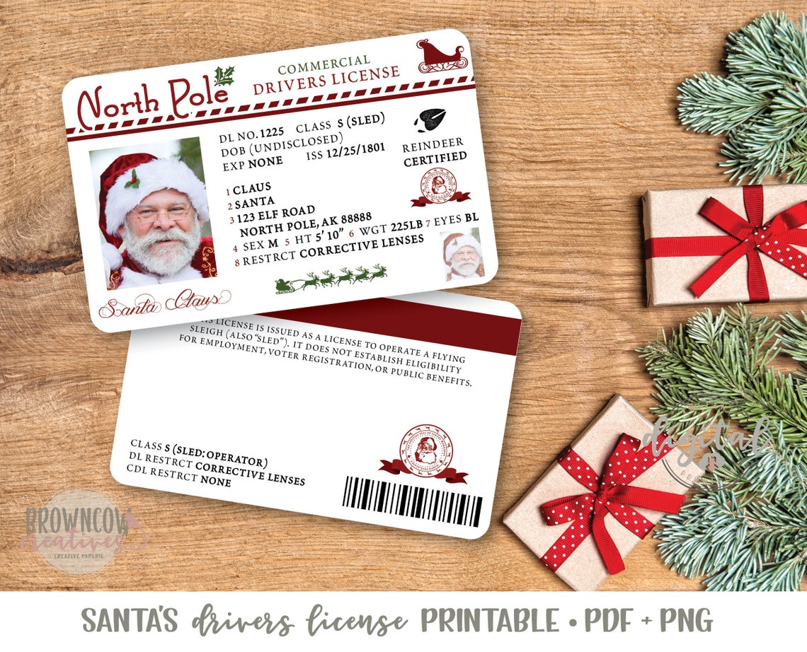 Santa Claus Drivers License PRINTABLE, Santa License Printable File - Etsy