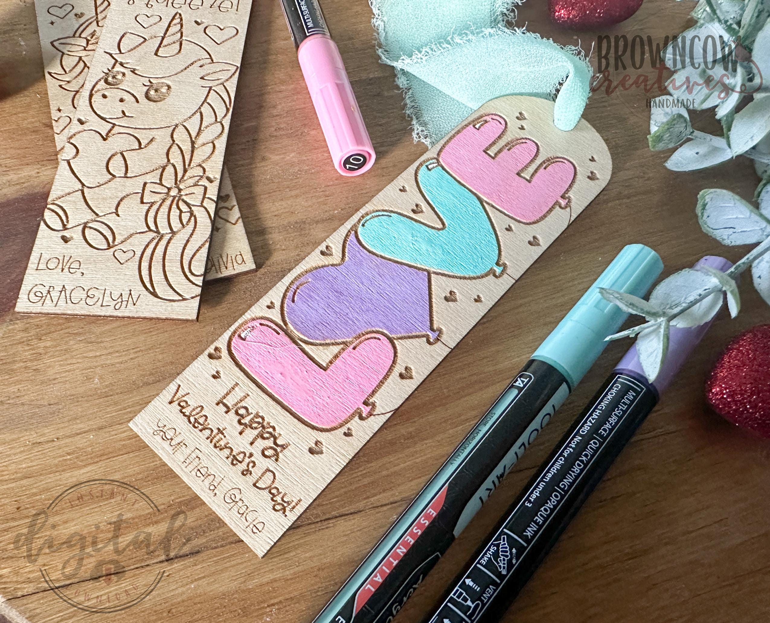 Valentine Unicorn Bookmark Laser Cut File | Paintable DIY Project SVG ...
