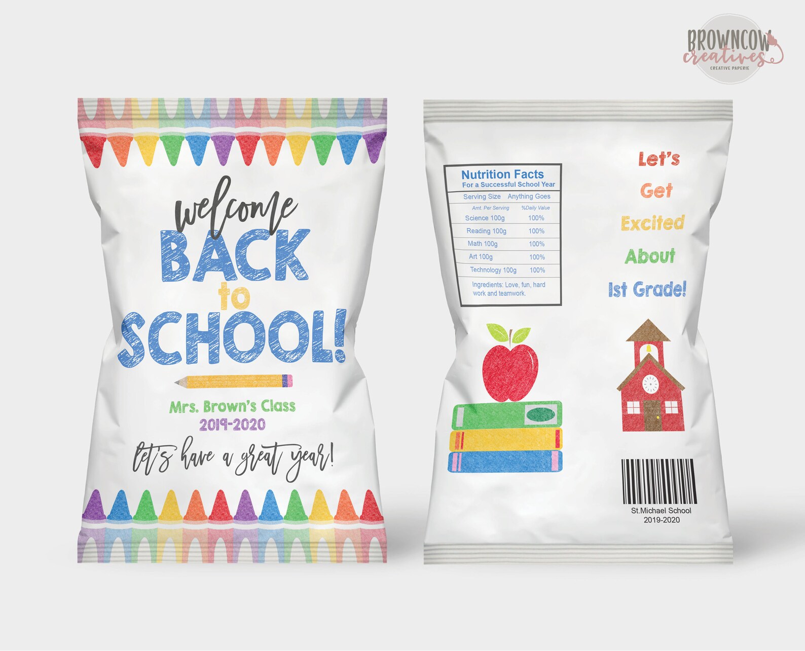 Back to School Chip Bag, Back to School Treat Topper, First Day of ...