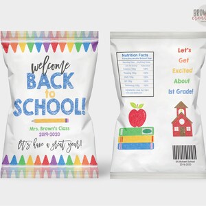 Back to School Chip Bag, Back to School Treat Topper, First Day of ...