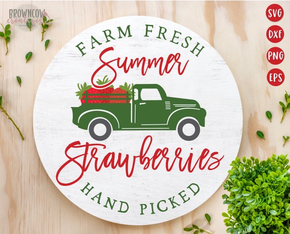 Fresh Strawberries Summer Welcome Sign Door Hanger Svg Cut File Digital