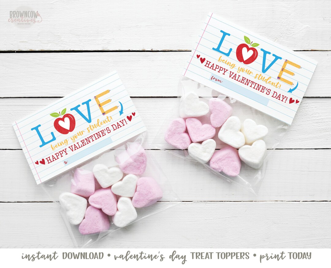 Valentine's Day Teacher Treat Topper, Teacher Treat Topper, Valentine ...