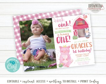 Barnyard 1st Birthday Invitation Boys or Girls, Farm Animal Birthday ...