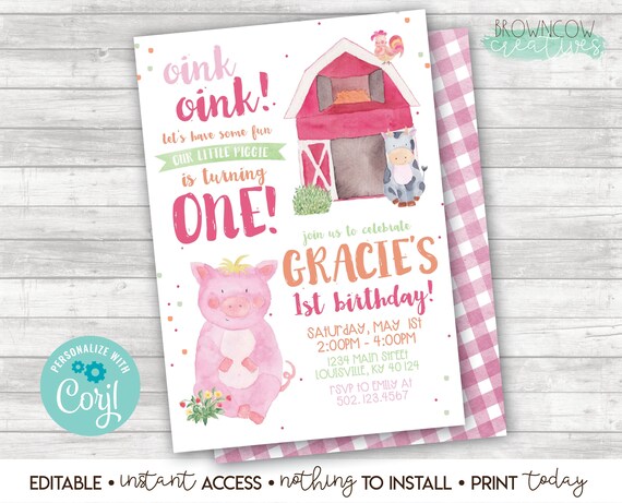 Farm First Birthday Invitation, Farm Second Birthday Invitation, Farm ...