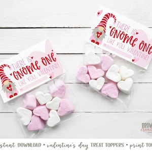 INSTANT DOWNLOAD Valentine's Day Gnome Treat Toppers, Valentine Tags ...