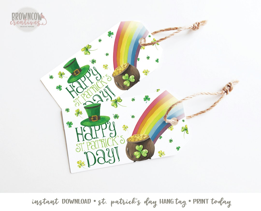 Happy St. Patrick's Day Treat Tag, St. Patrick's Day Hanging Gift Tag ...