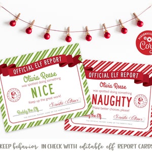 Printable Notes From the Elf, Elf Notes, Elf Report Card, Elf Naughty ...