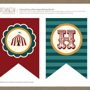 PRINTABLE Carnival/circus Birthday Party Printable Kit - Printable ...