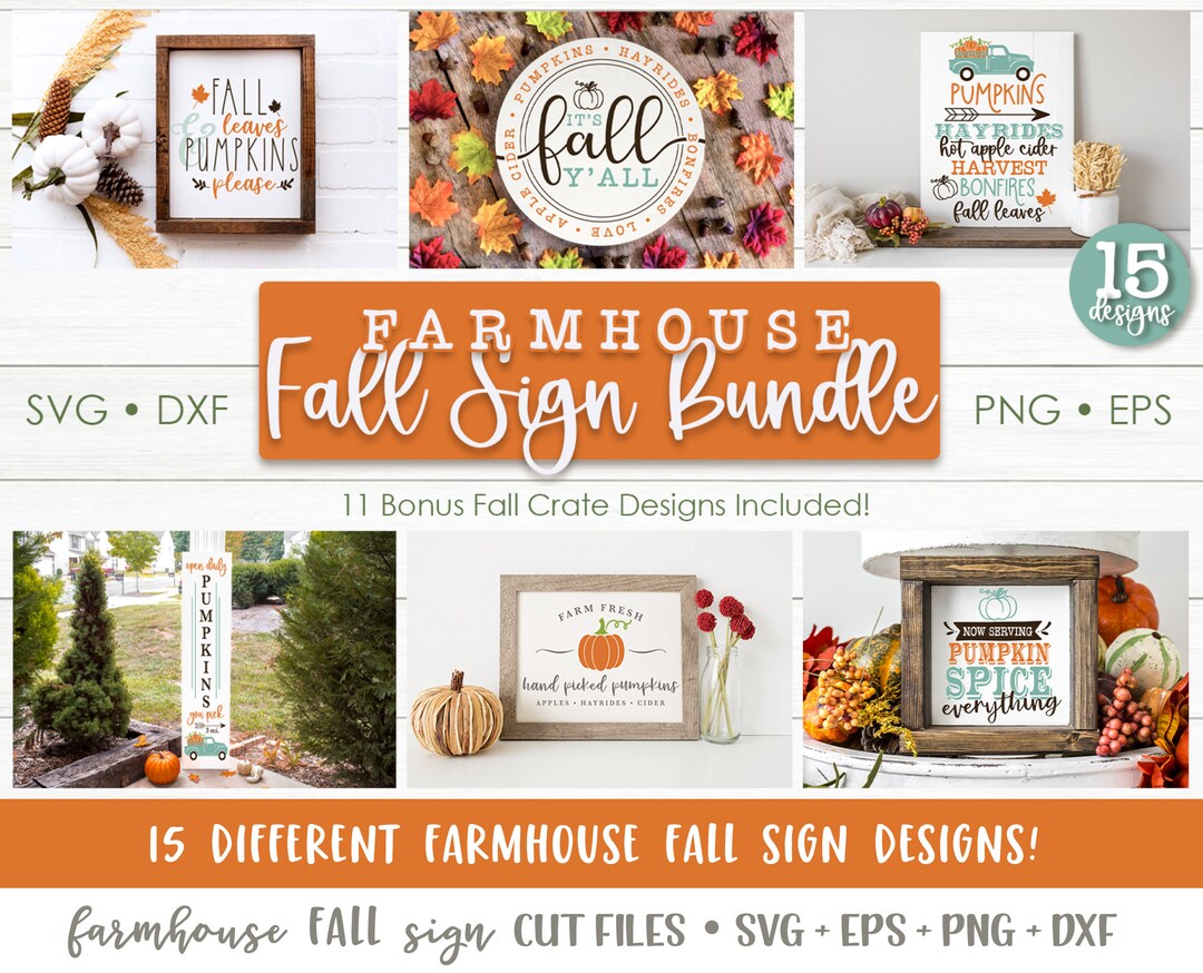 Farmhouse Fall Sign SVG Bundle, Fall SVG Bundle, Farmhouse Fall Sign ...