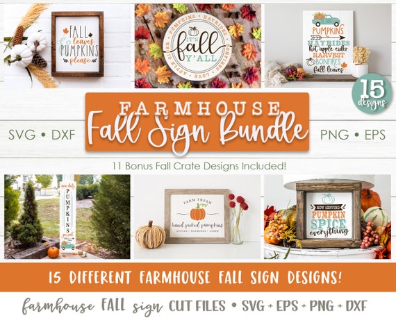 Farmhouse Fall Sign SVG Bundle Fall SVG Bundle Farmhouse | Etsy