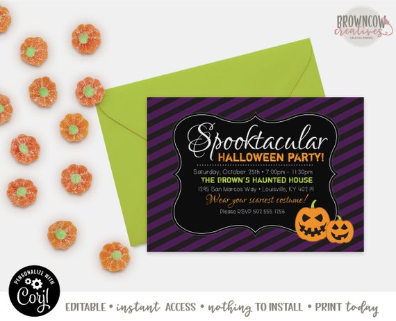 Printable Halloween Party Invitation, Costume Party Invitation, October ...