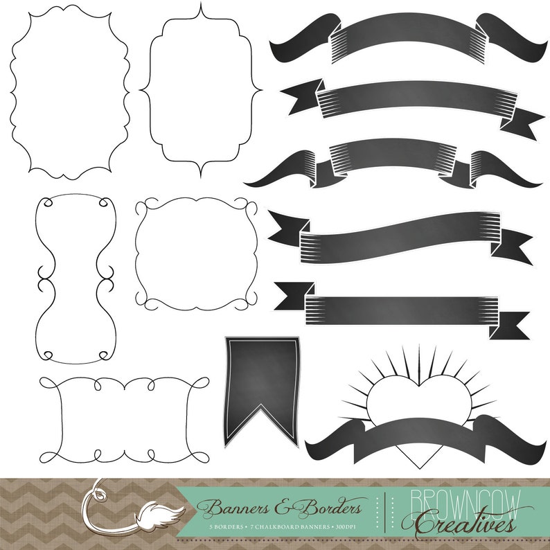 Chalkboard Banners & Doodle Borders | Etsy