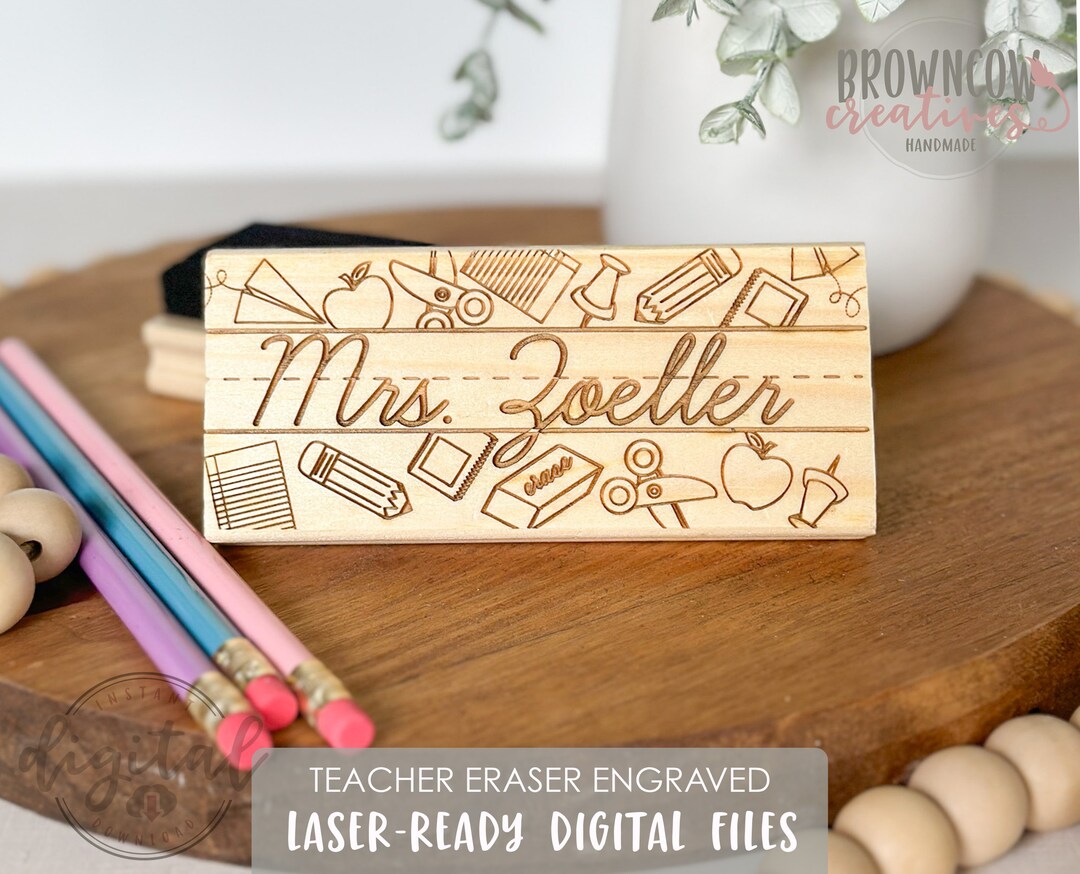 Teacher Eraser Laser Engraving Files: School Doodles SVG, PDF, DXF ...