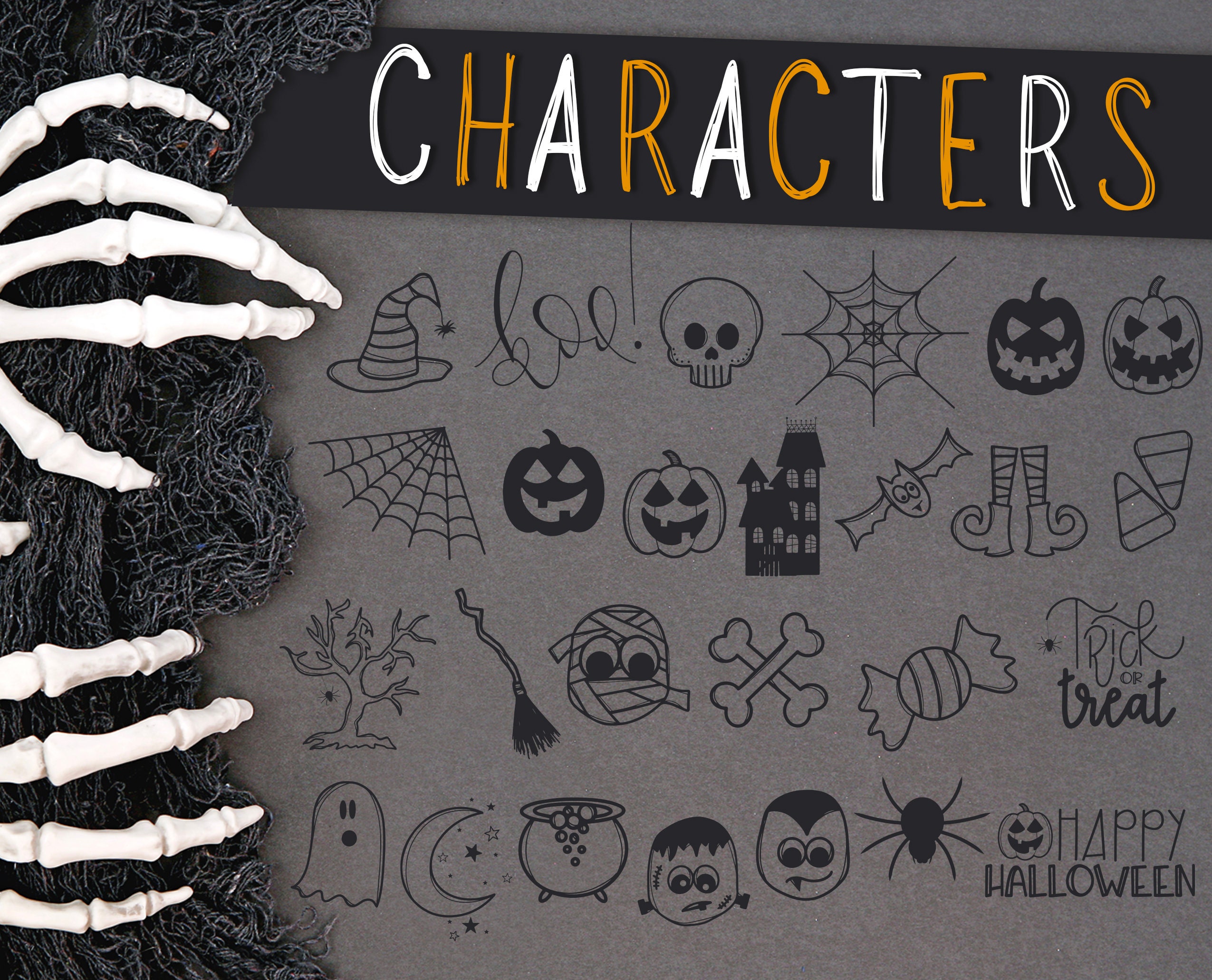 Octobadoodles Font Halloween Font Halloween Doodle Font | Etsy
