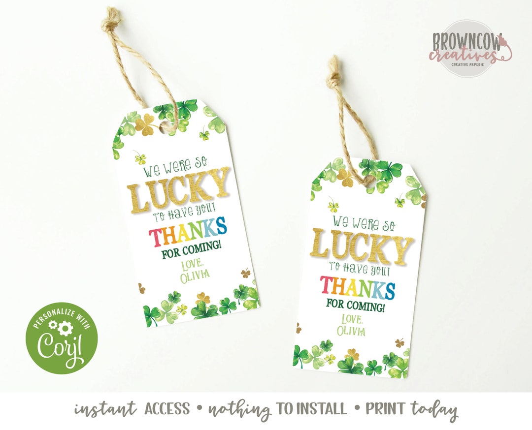 Lucky Gift Tag, Lucky One Editable Gift Tag, Two Lucky Party Favor Tag ...
