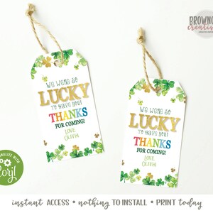 Lucky Gift Tag, Lucky One Editable Gift Tag, Two Lucky Party Favor Tag ...
