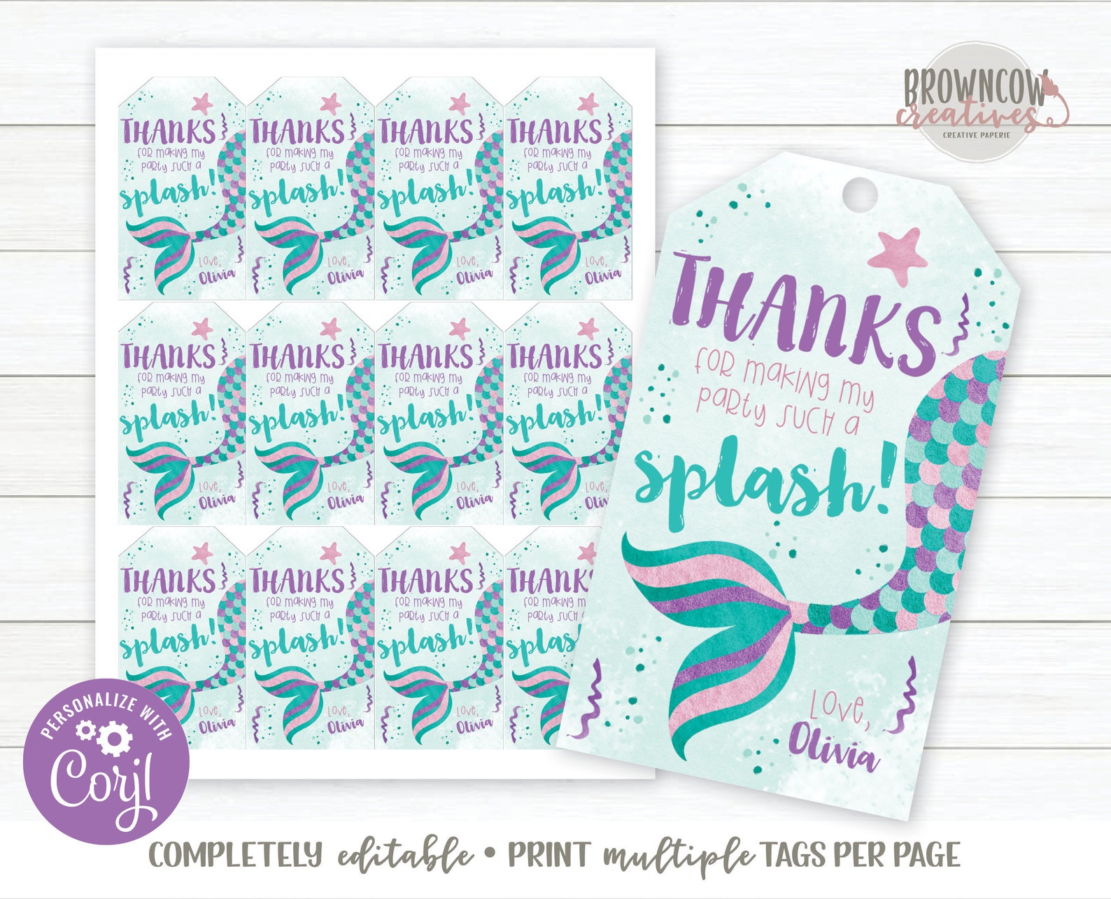 Mermaid Gift Tags Editable Instant Access Mermaid Party | Etsy