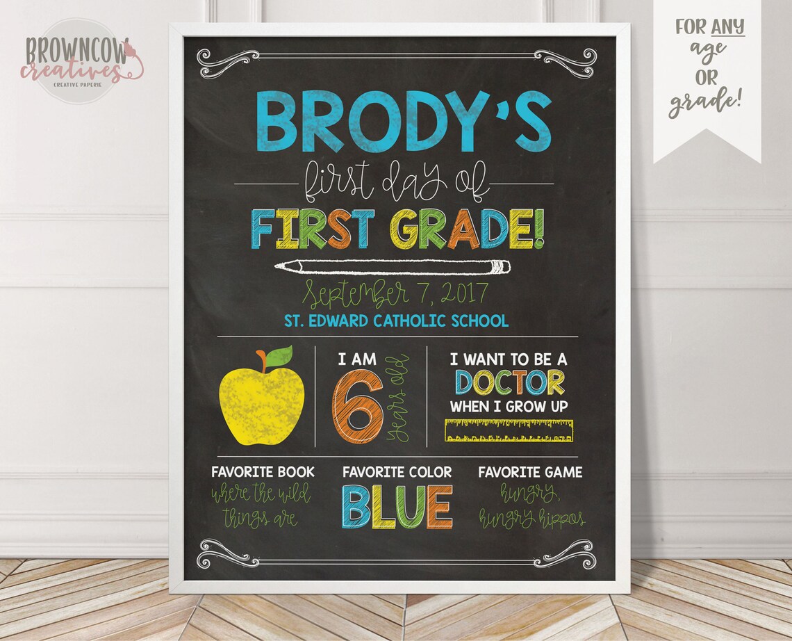 Printable Back to School Chalkboard Photo Poster First Day of - Etsy