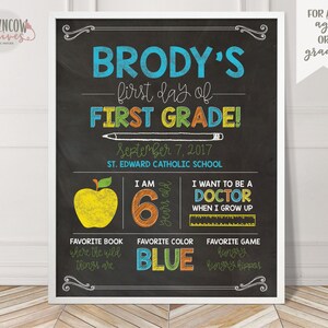 Printable Back to School Chalkboard Photo Poster, First Day of School ...